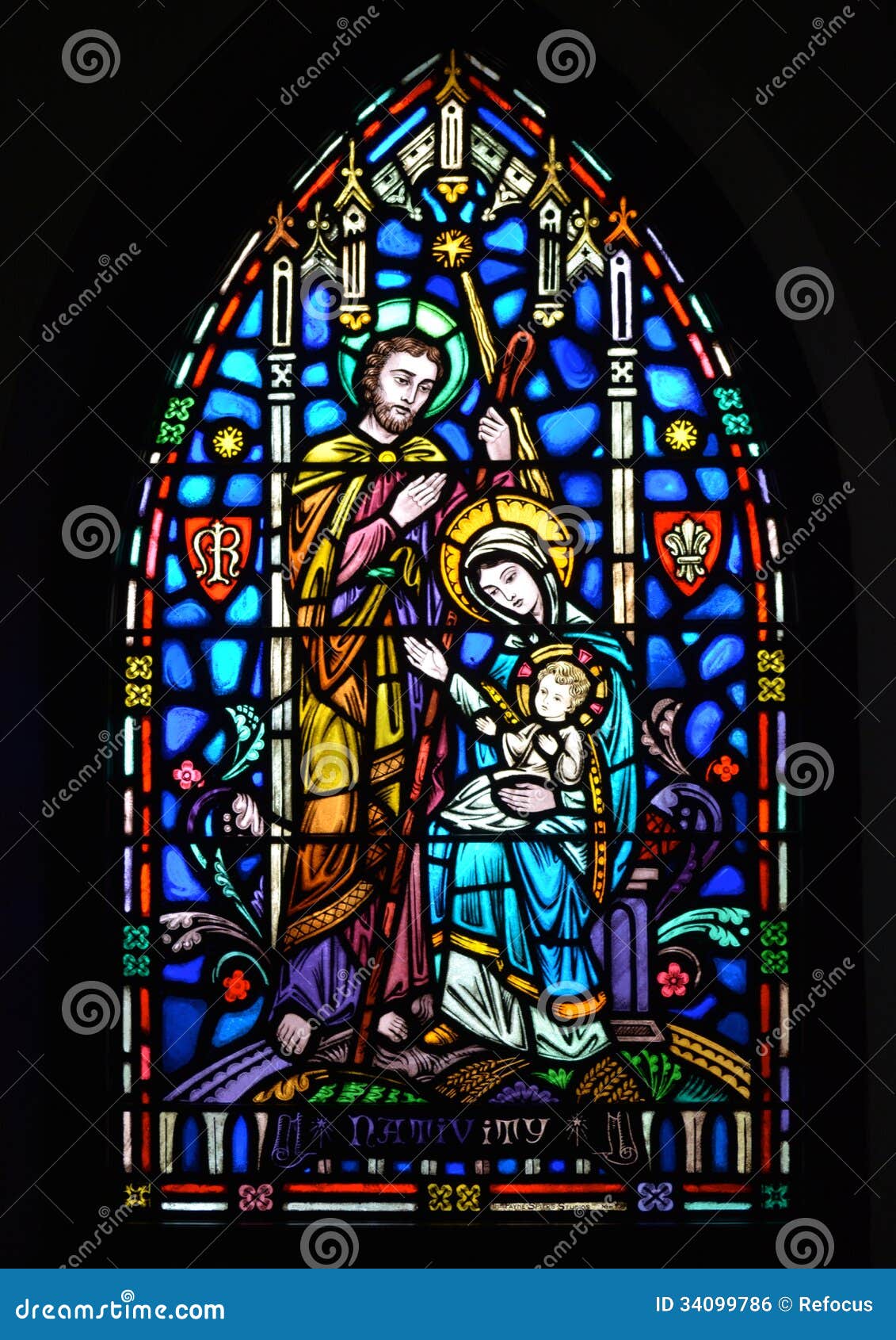 Mary Joseph E Jesus - Vitral Foto de Stock - Imagem de janela ...