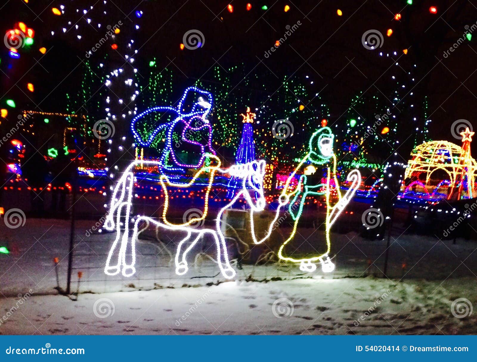Mary and Joseph Riding on a Donkey Stock Photo - Image of christmas ...