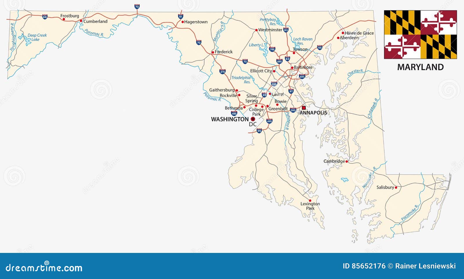 Maryland Road And Highway Map. Vector Illustration | CartoonDealer.com #277787980