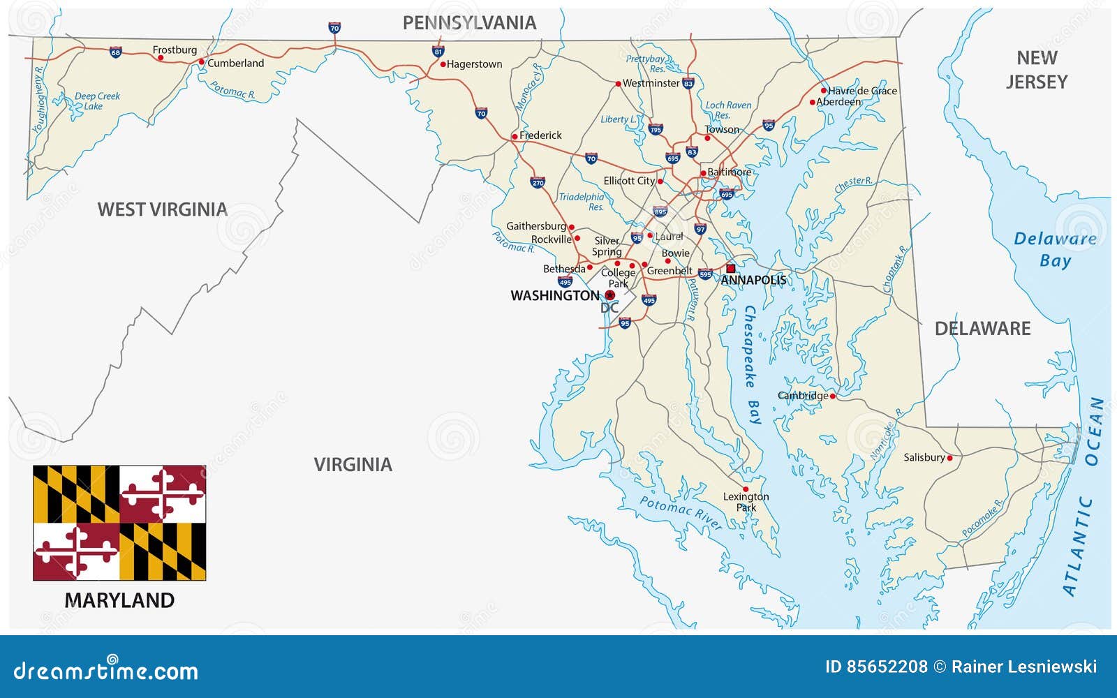 Maryland Road And Highway Map. Vector Illustration | CartoonDealer.com ...