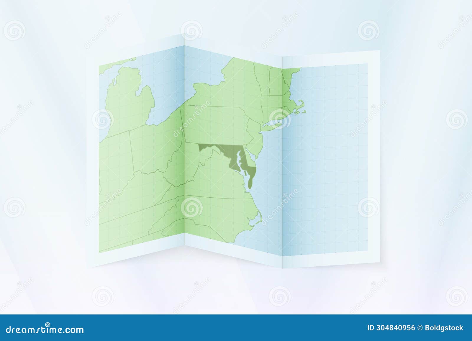 Maryland Map, Folded Paper with Maryland Map Stock Illustration ...
