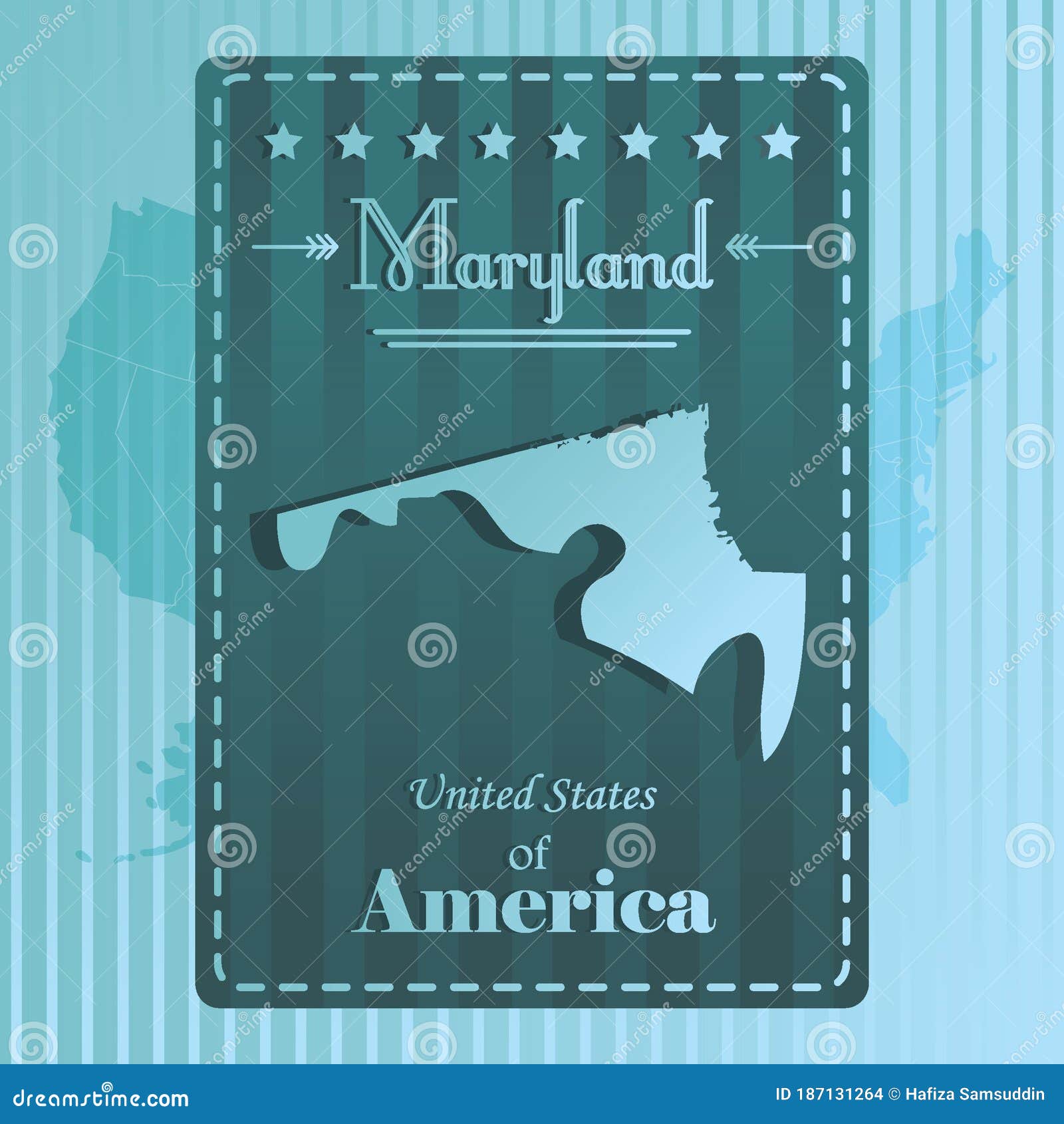 Maryland State Map Label. Vector Illustration Decorative Design Stock ...