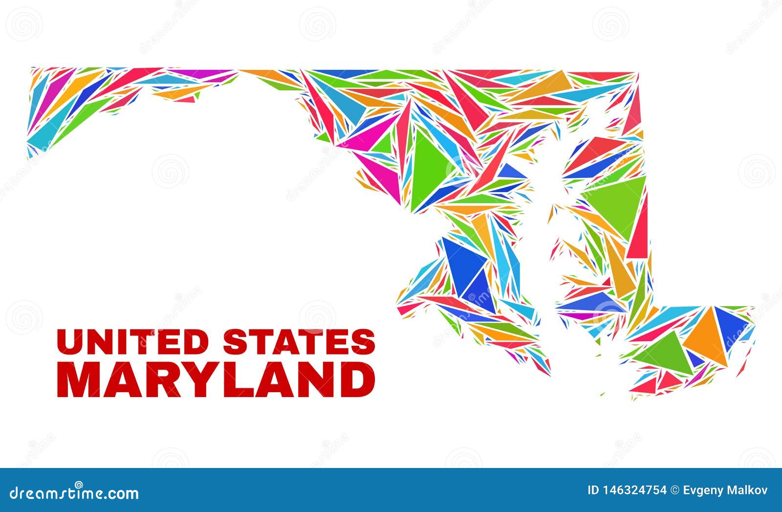 Maryland State Map - Mosaic of Color Triangles Stock Vector ...