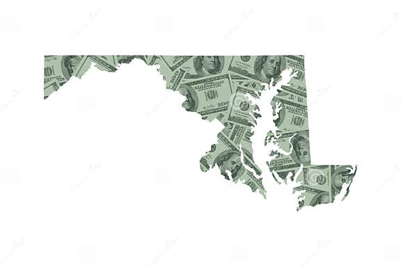 Maryland State Map And United States Money Concept Hundred Dollar