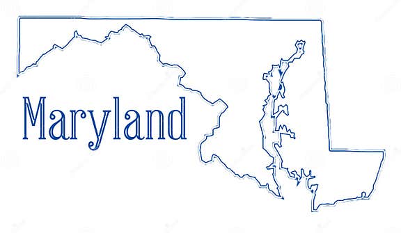 Maryland State Outline Map stock illustration. Illustration of states ...