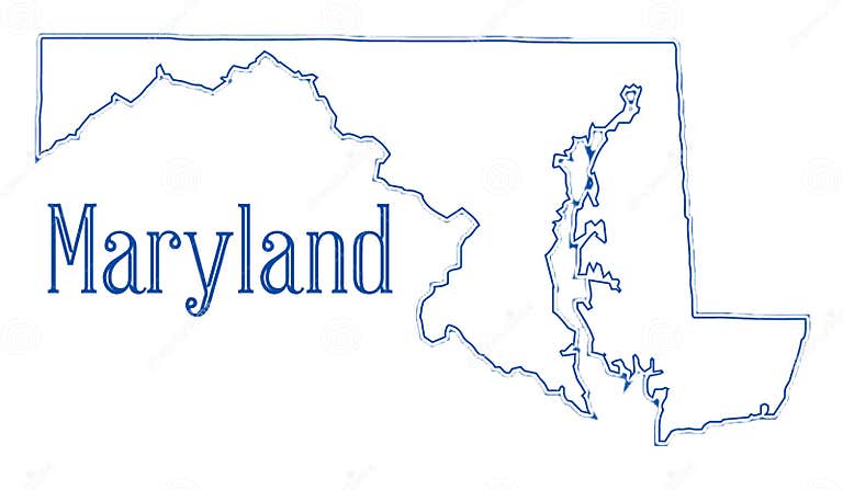 Maryland State Outline Map stock illustration. Illustration of states ...