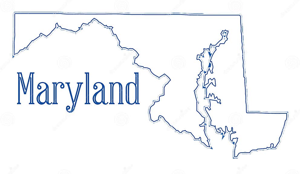 Maryland State Outline Map stock illustration. Illustration of states ...
