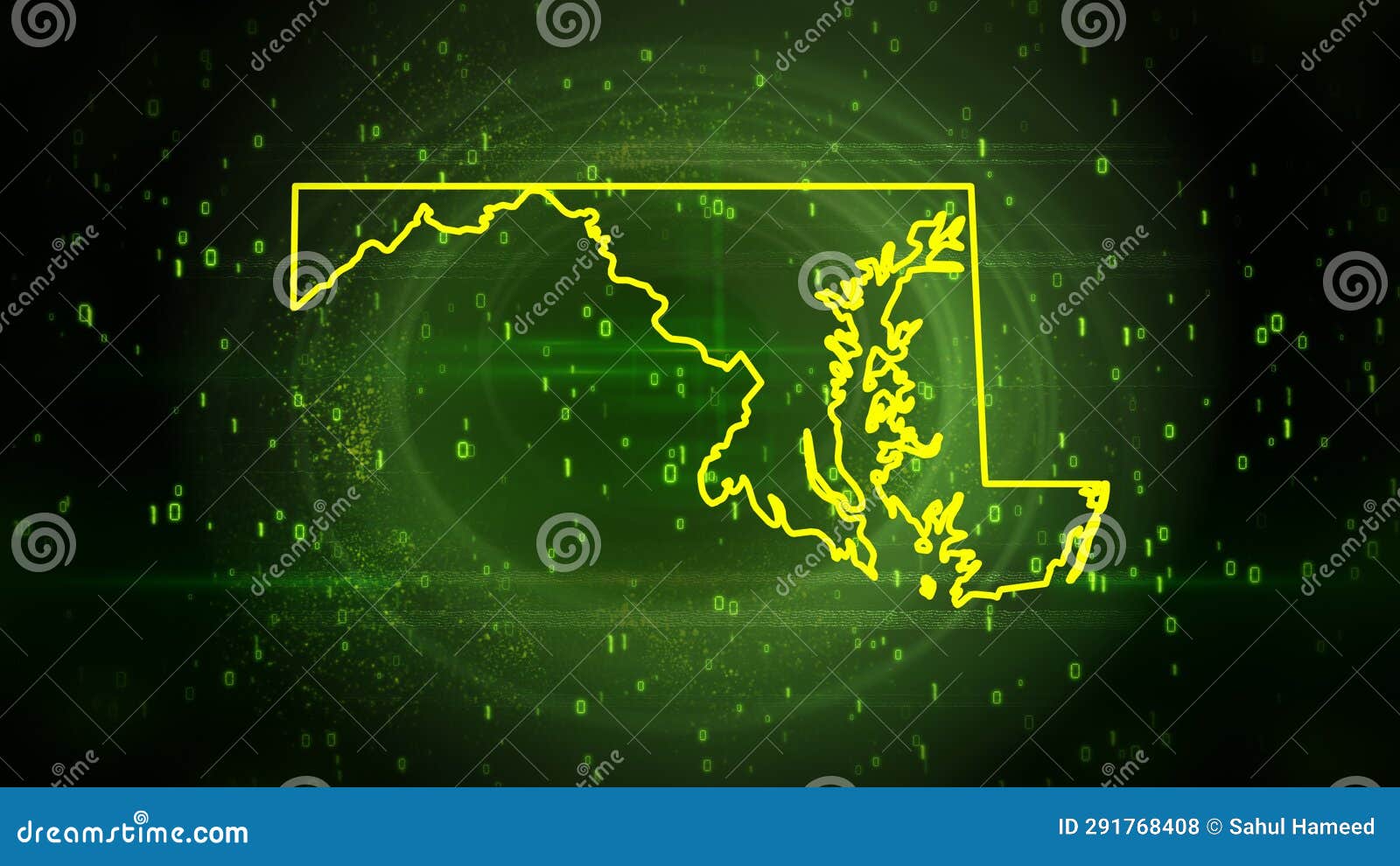 Maryland State (USA) Map on Digital Background Stock Illustration ...