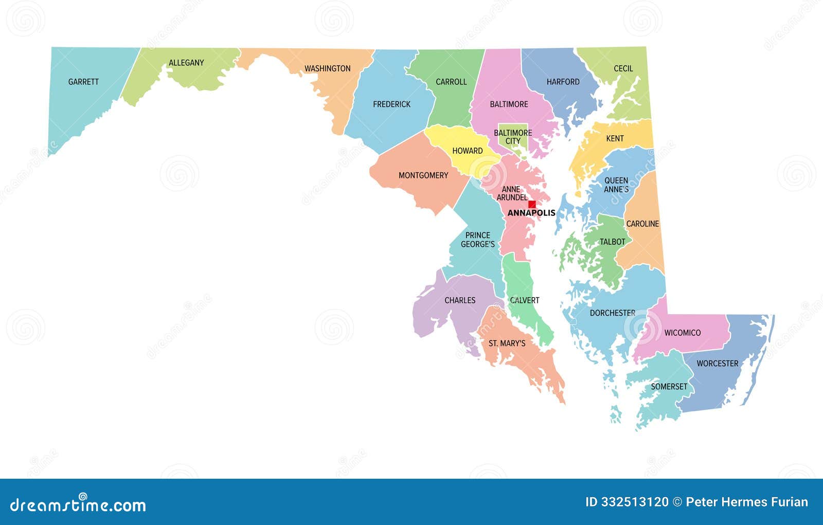 Maryland Counties Vector Map | CartoonDealer.com #171029170