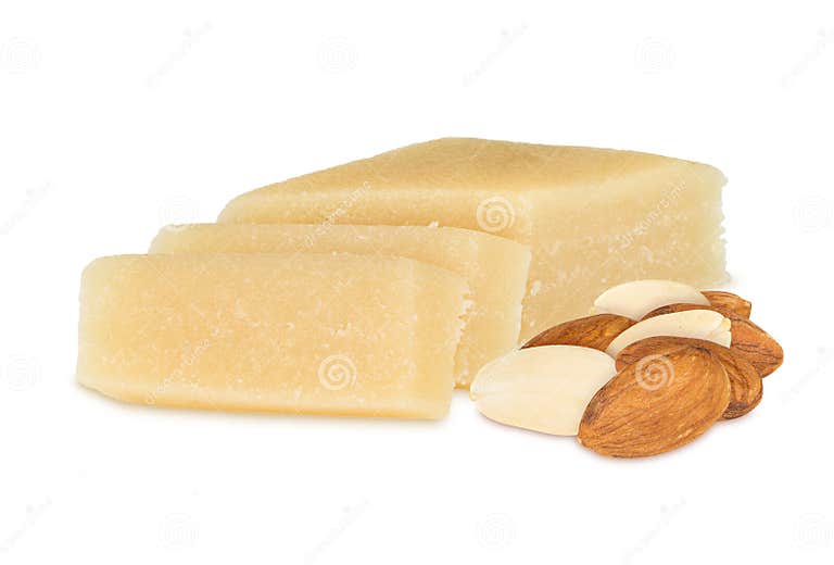 Marzipan with almonds stock image. Image of piece, calories - 49034083