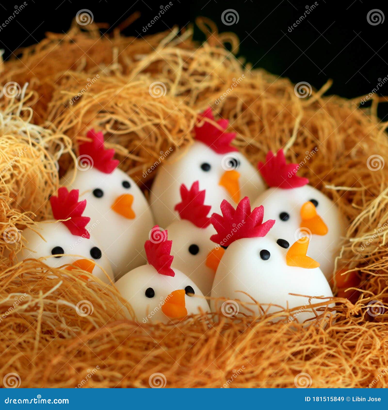 Marzipan Art, Chicks in Vermicelli Nest, Pastry Work Stock Image ...