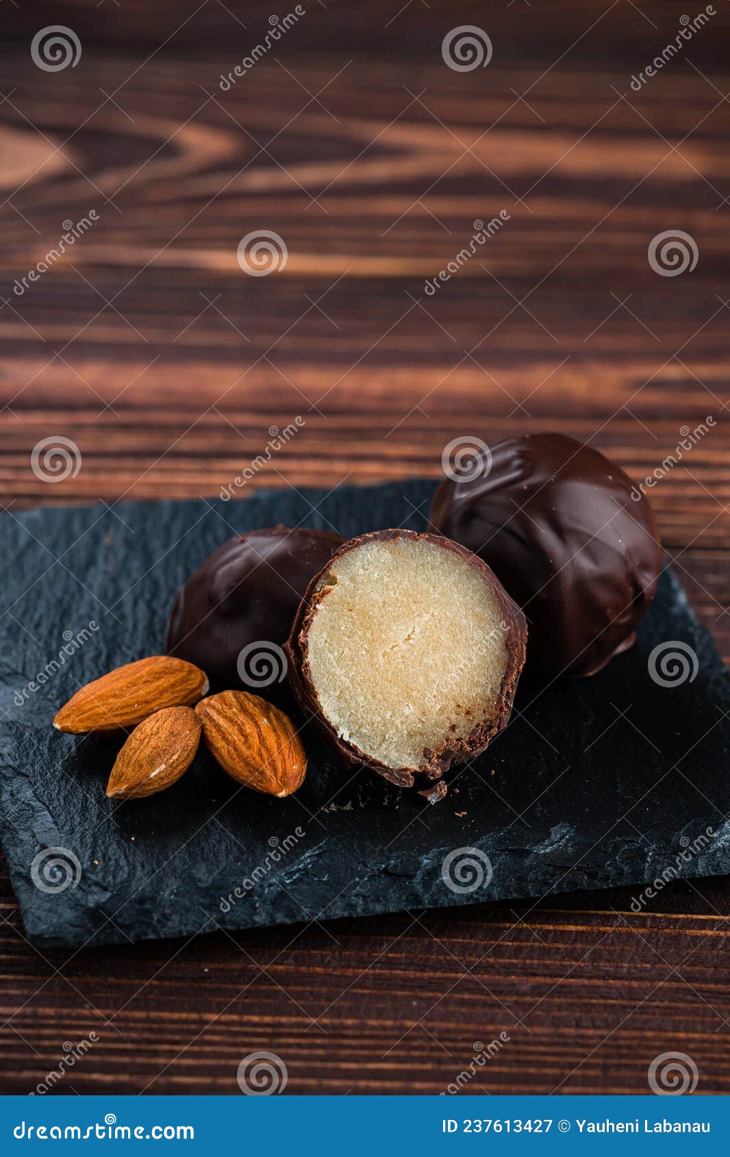 Marzipan Bar Coated in Dark Chocolate Stock Image - Image of sugar ...