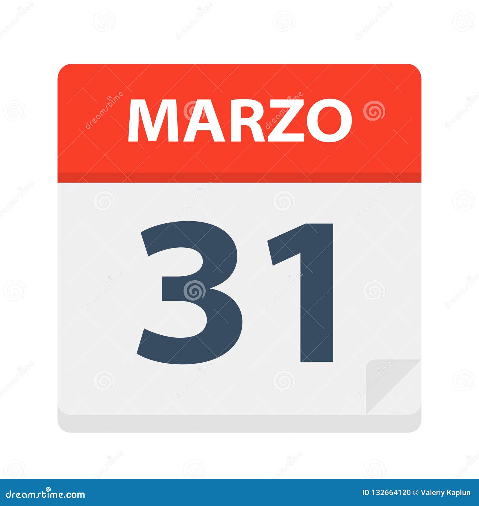 Marzo 31 - Calendar Icon - March 31. Vector Illustration Of Spanish ...