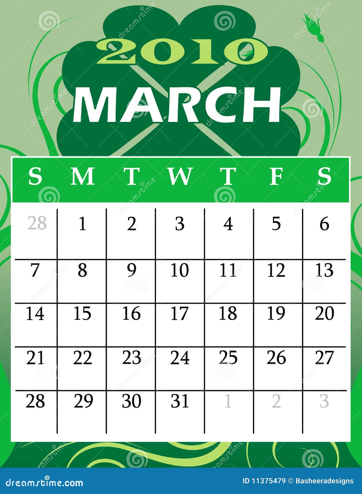 Marzo de 2010 ilustración del vector. Ilustración de marzo - 11375479