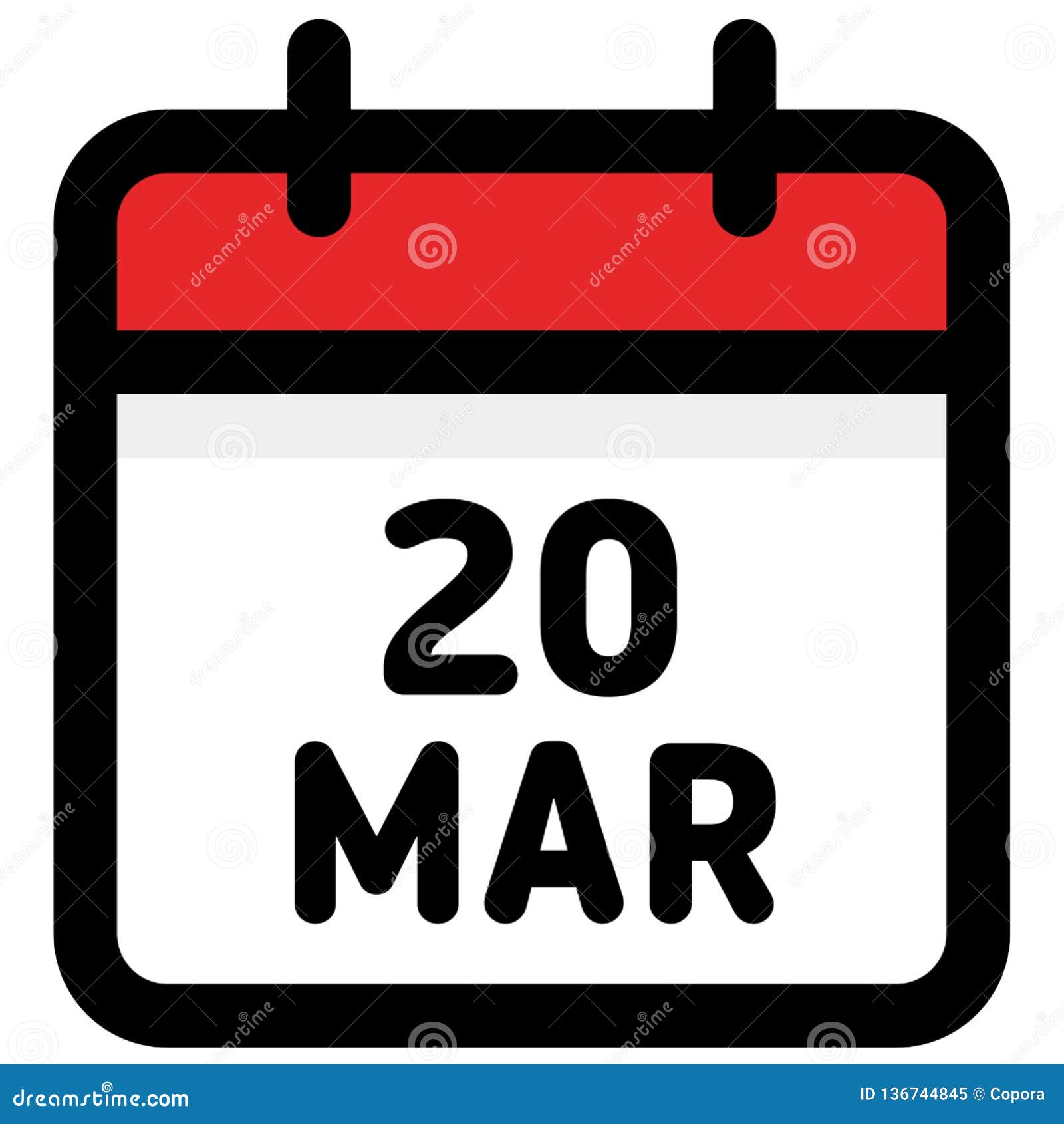 20 Marzo - Icono Del Calendario - Ejemplo Del Vector Ilustración del ...