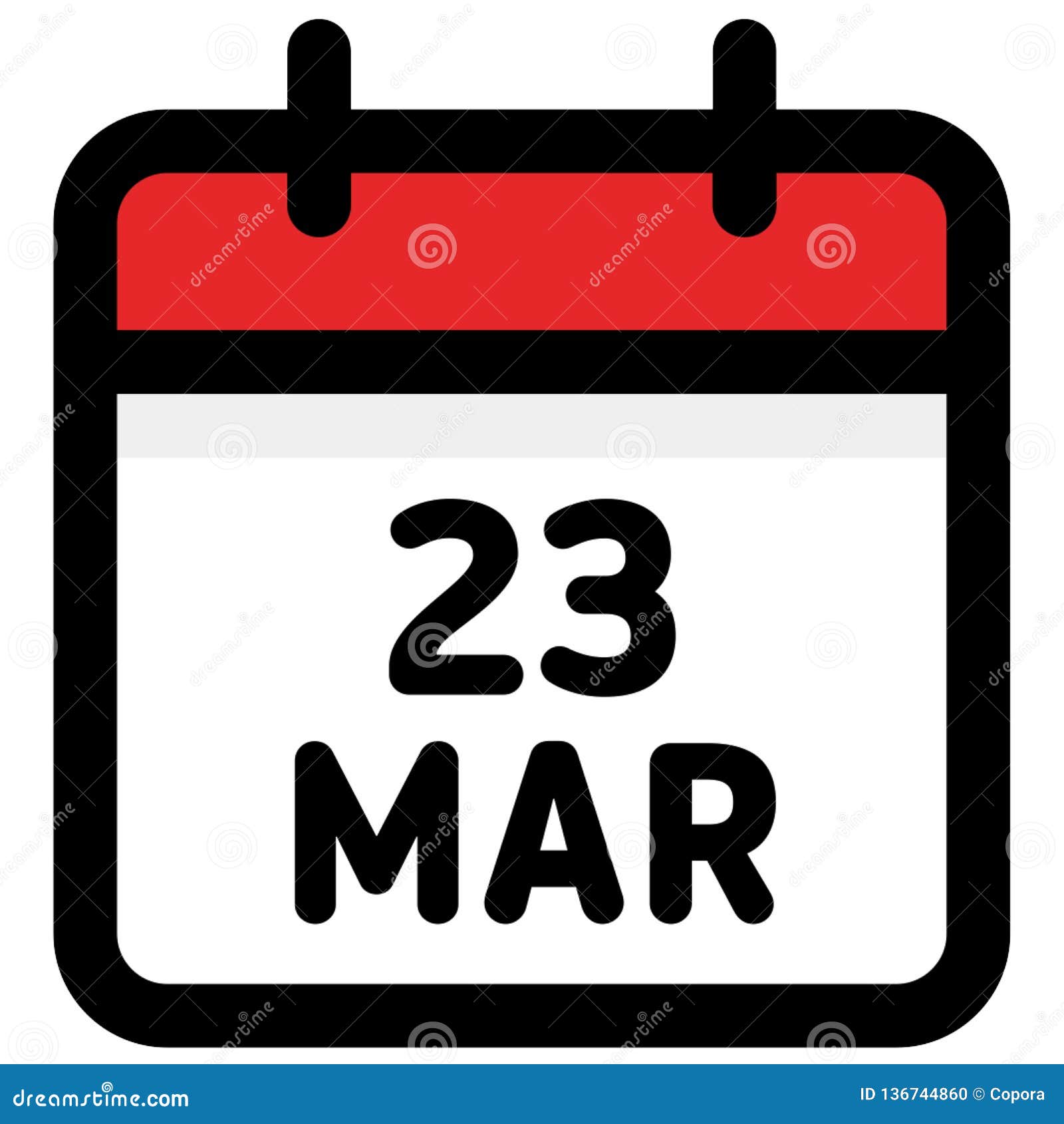 23 Marzo - Icono Del Calendario - Ejemplo Del Vector Ilustración del ...