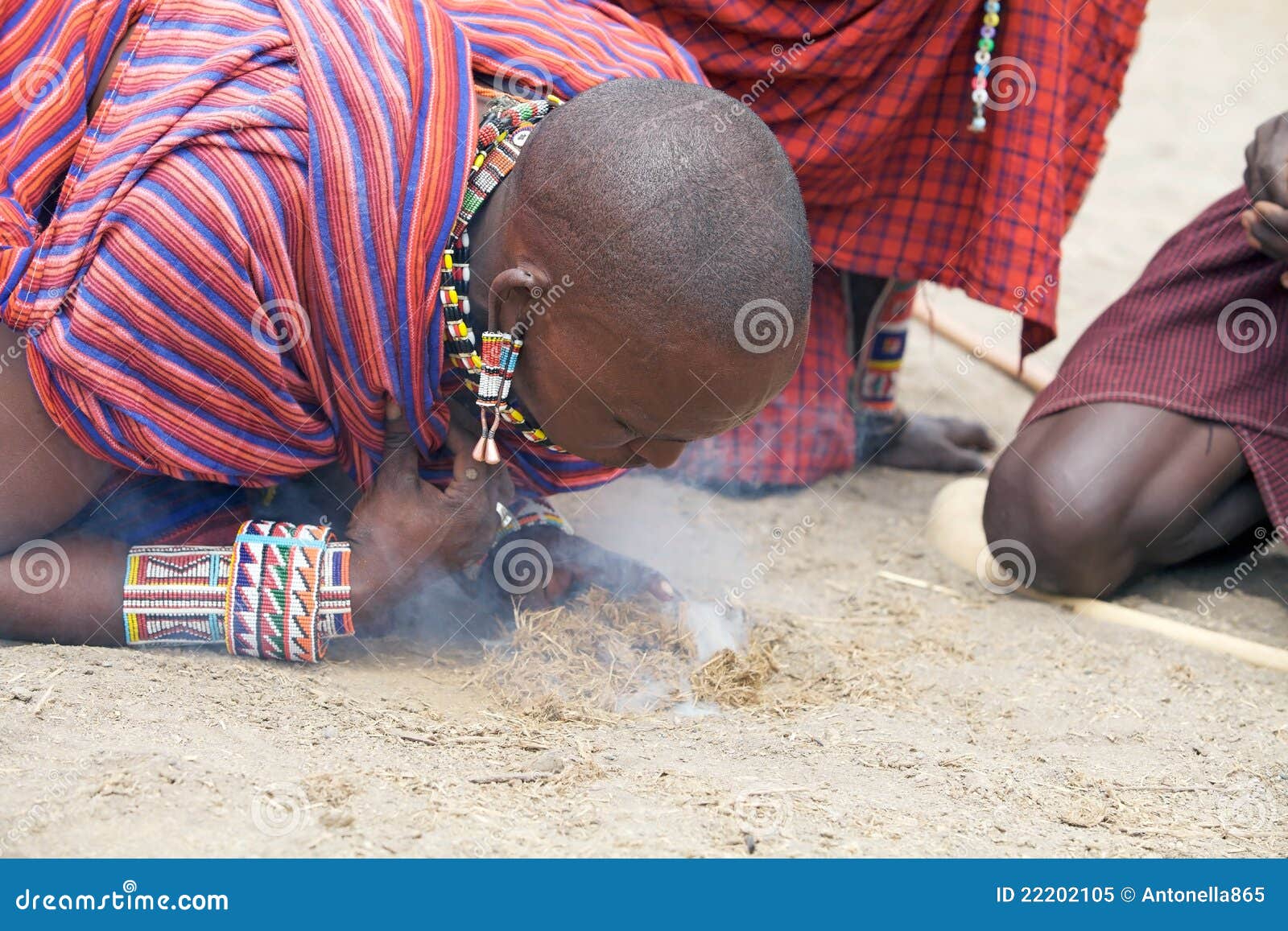 Masai Man is Making the Fire Editorial Image - Image of group, wildlife ...