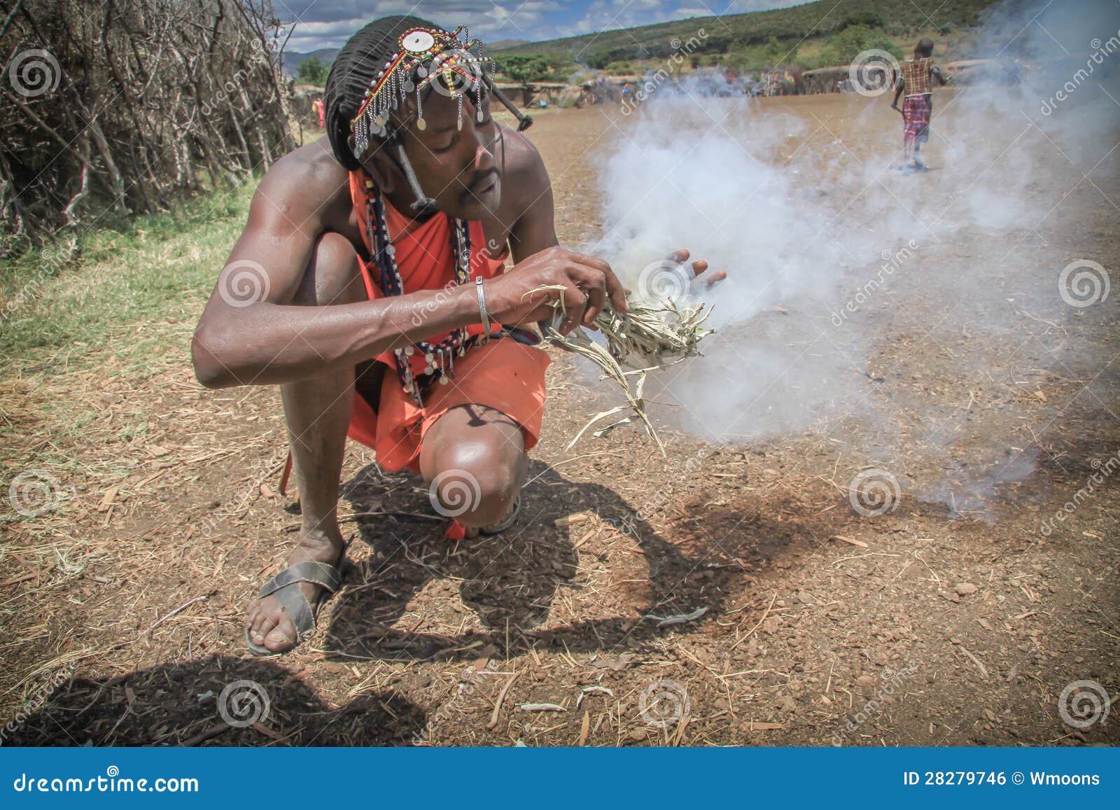 Masai men making fire editorial photo. Image of dance - 28279746