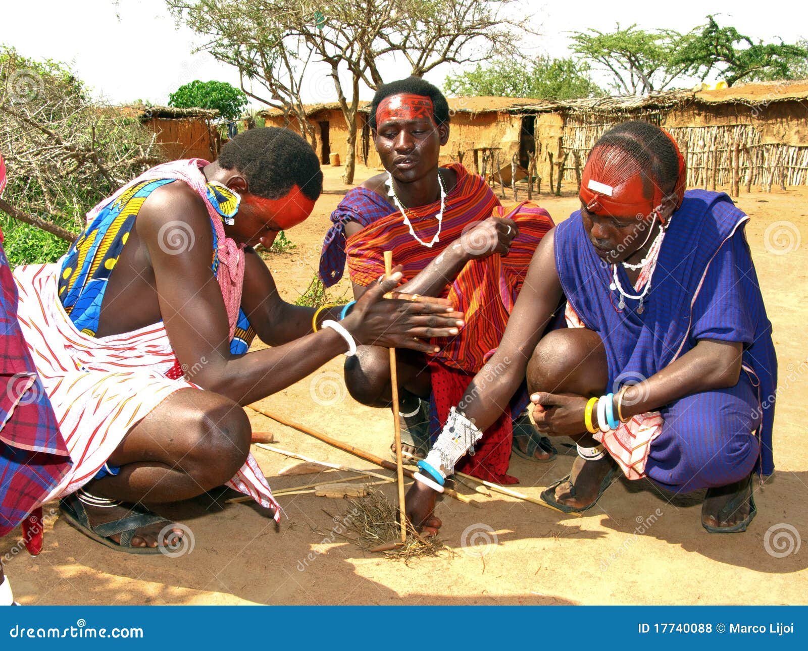 Masai people making fire editorial stock photo. Image of nurture - 17740088
