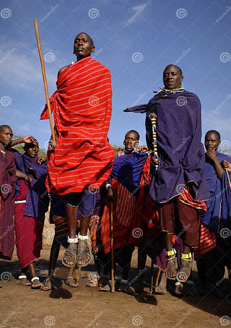 Masai Performing Warrior Dance. Editorial Stock Photo - Image of ...