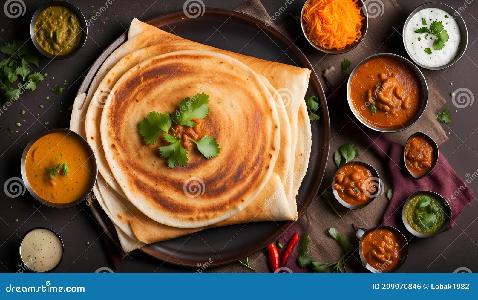 Masala Dosa top down view stock illustration. Illustration of meal ...