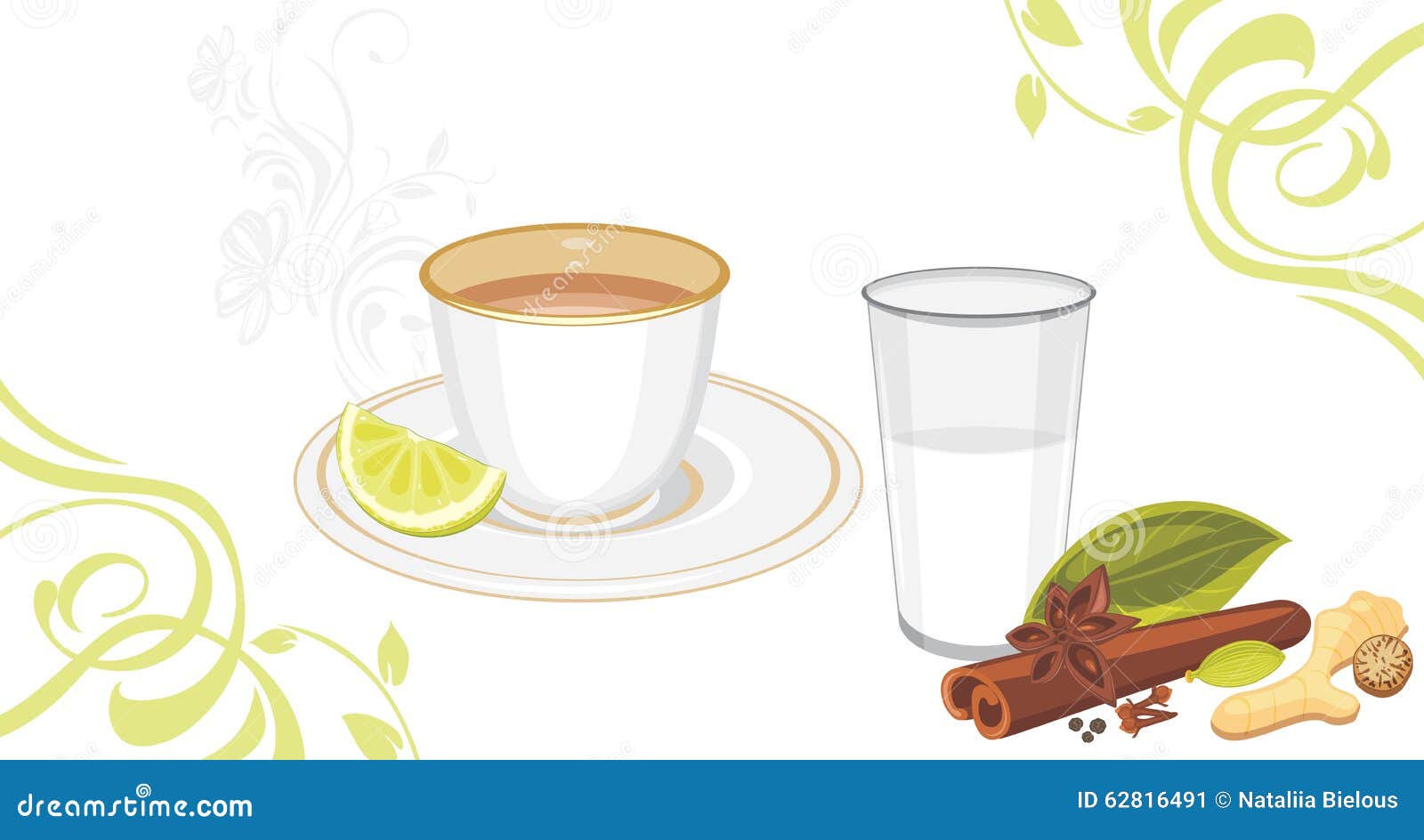 Masala tea stock vector. Illustration of ingredients - 62816491