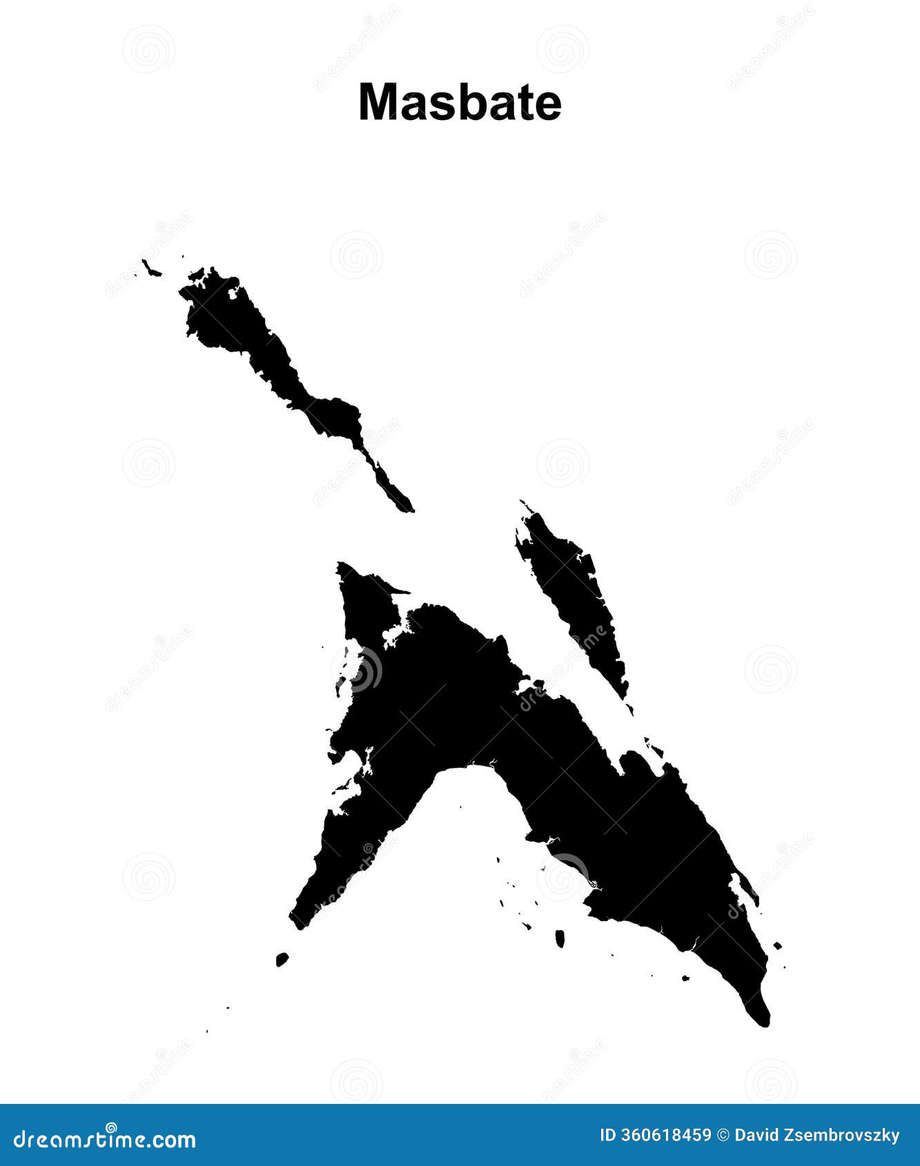 Masbate outline map stock illustration. Illustration of blank - 360618459