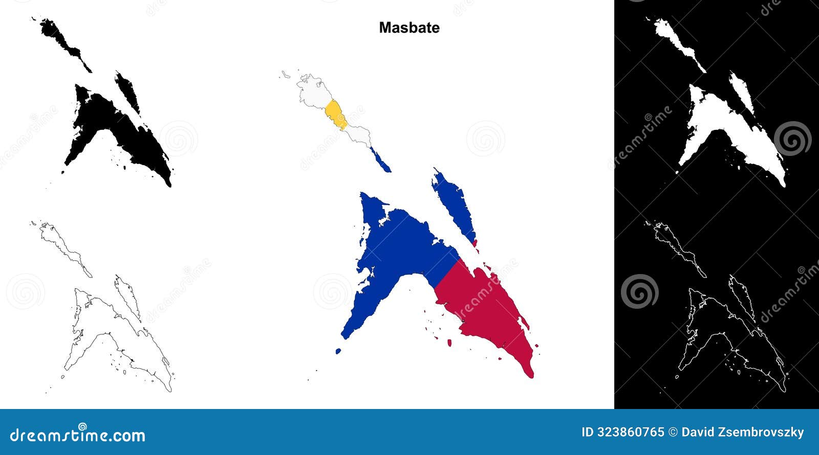 Masbate outline map stock vector. Illustration of probinsiya - 323860765
