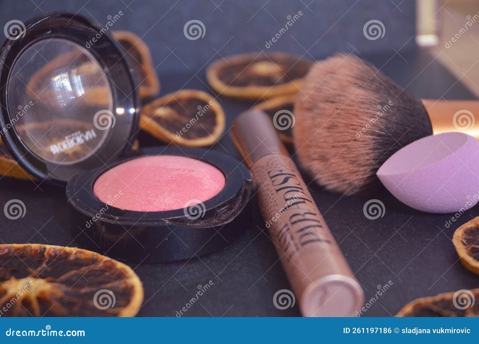 Make Up Collection Mascara Blush Orange Stock Photo - Image of purple ...