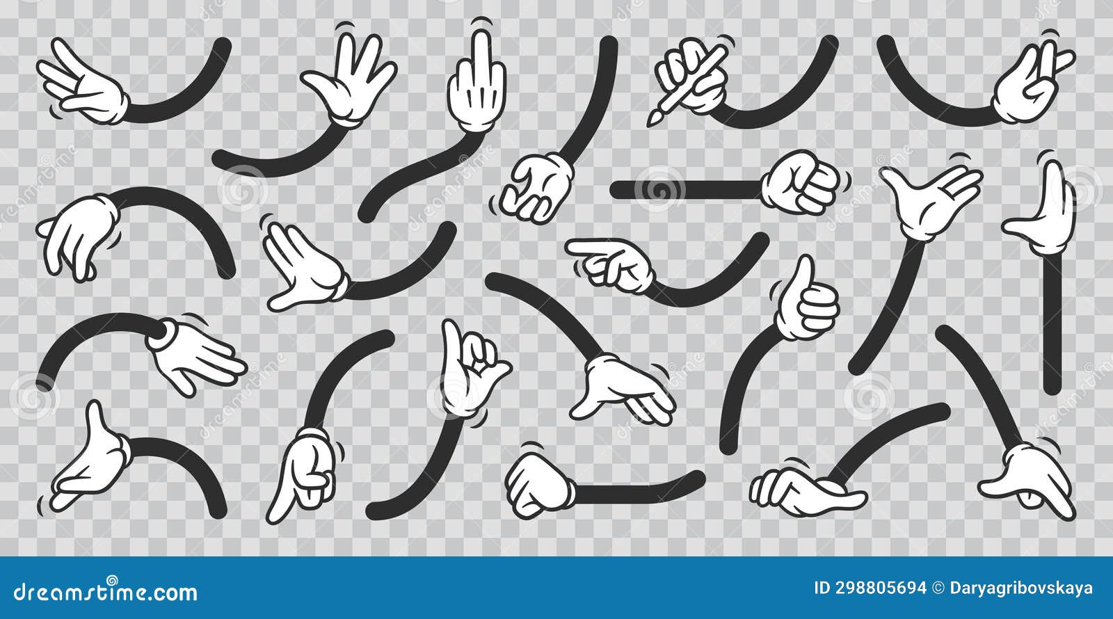 Mascot Arm Collection. Vector Set Of Different Hands. Cartoon Elements ...