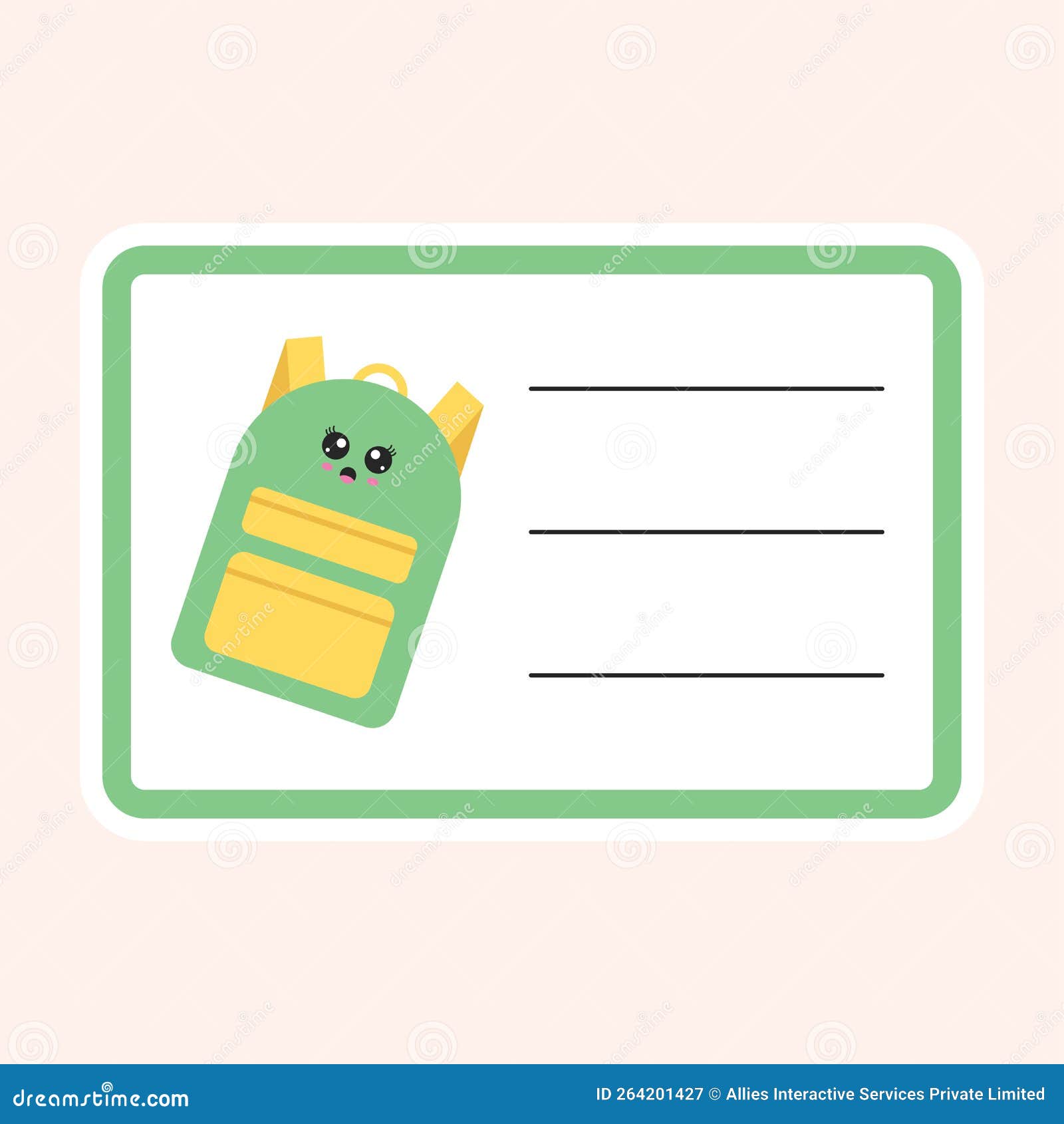 Mascot Backpack Notebook Label or Tag on Peach Stock Illustration ...