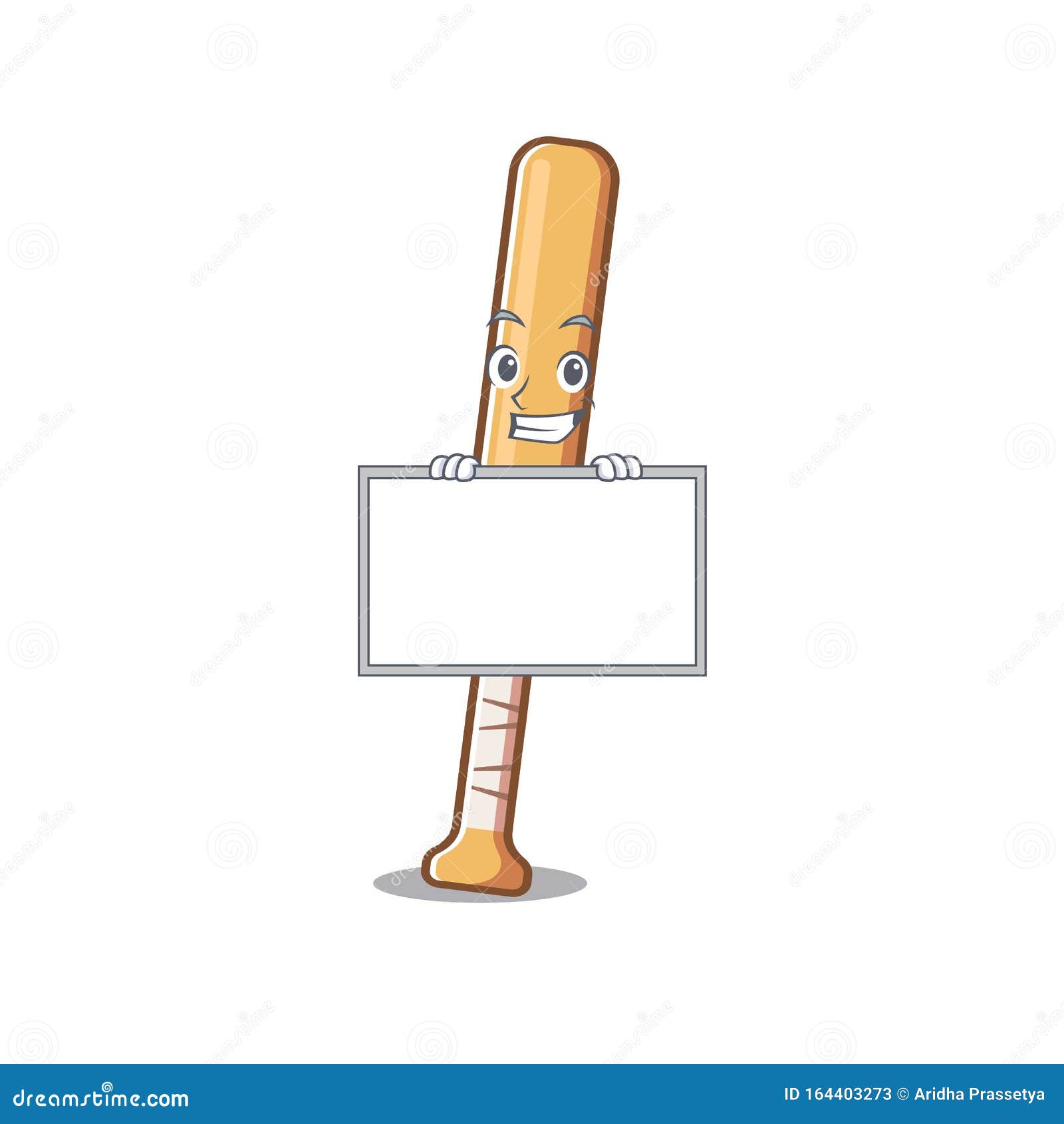 Mascot Baseball Bat with in Grinning with Board Cartoon Stock Vector ...