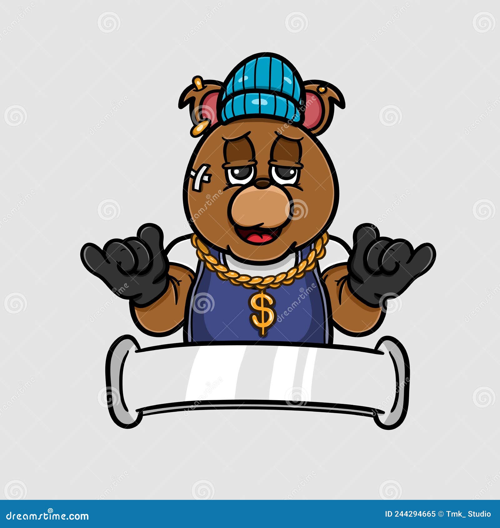 Mascot Bear Rapper Logo. Cartoon Style. Stock Vector - Illustration of ...