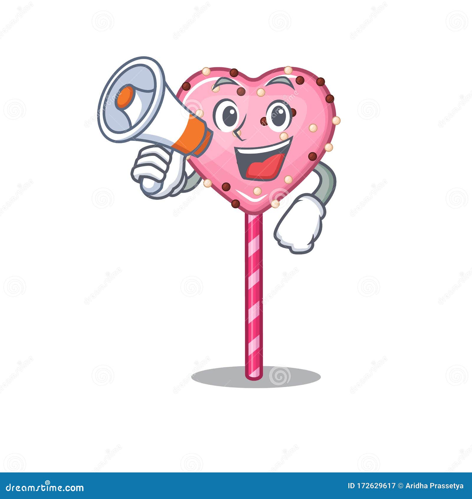 A Mascot of Candy Heart Lollipop Speaking on a Megaphone Stock Vector ...