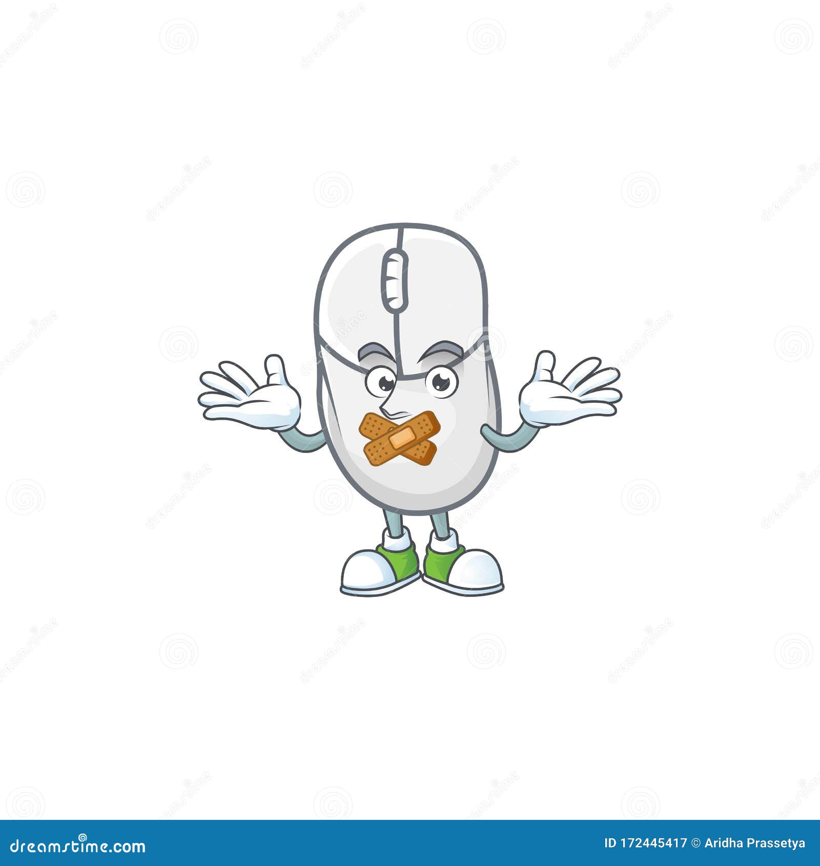 Mascot Cartoon Character Design of White Mouse Making a Silent Gesture ...