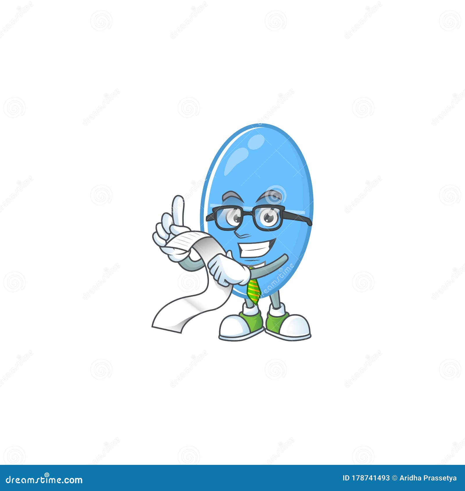 Mascot Cartoon Concept of Blue Capsule with Menu List Stock Vector ...