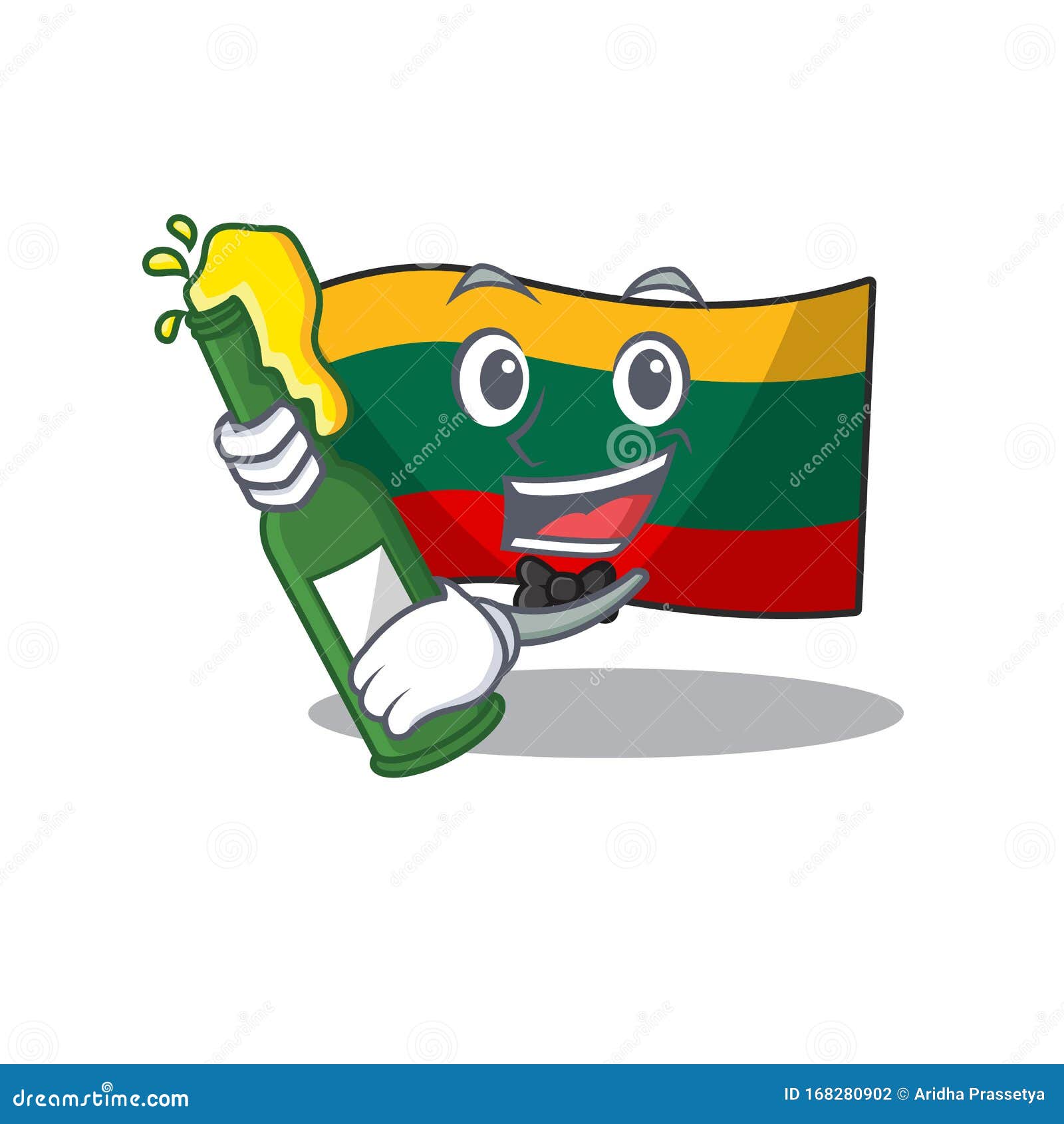 Mascot Cartoon Design of Flag Lithuania with Bottle of Beer Stock ...