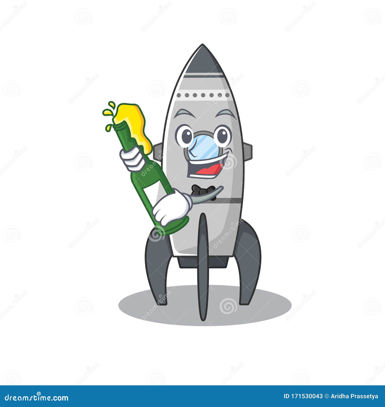 Mascot Cartoon Design of Rocket with Bottle of Beer Stock Vector ...