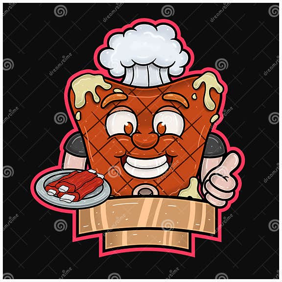 Mascot Cartoon of Meat Steak with Meat in Plate and Happy Face. with ... Mascot Cartoon of Meat Steak with Meat in Plate and Happy Face. with ...