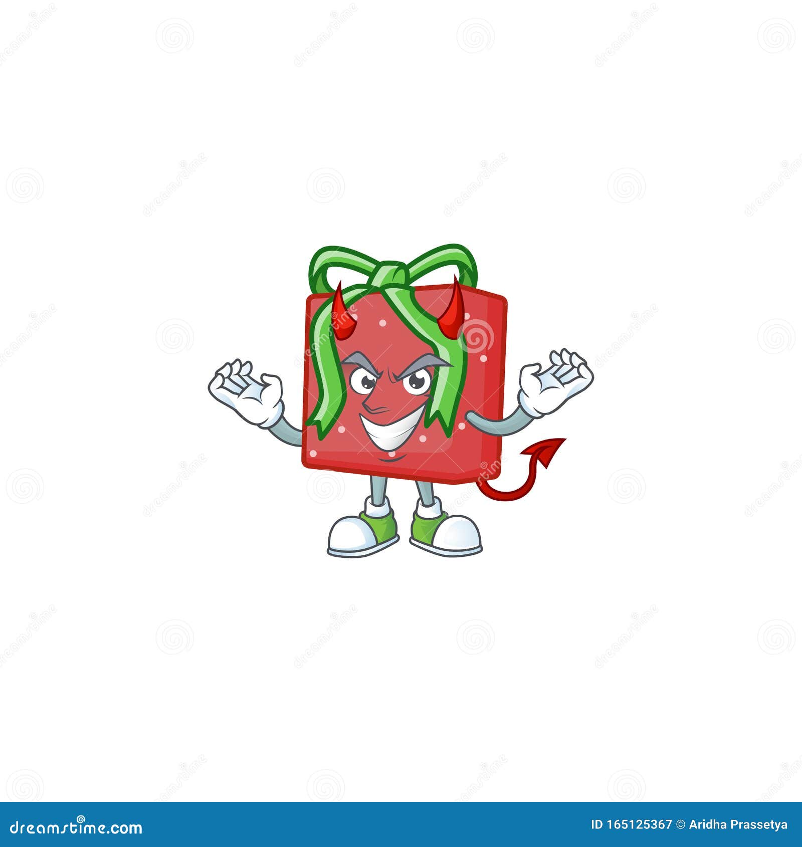 Mascot Cartoon of Red Gift Box on a Devil Gesture Design Stock Vector ...