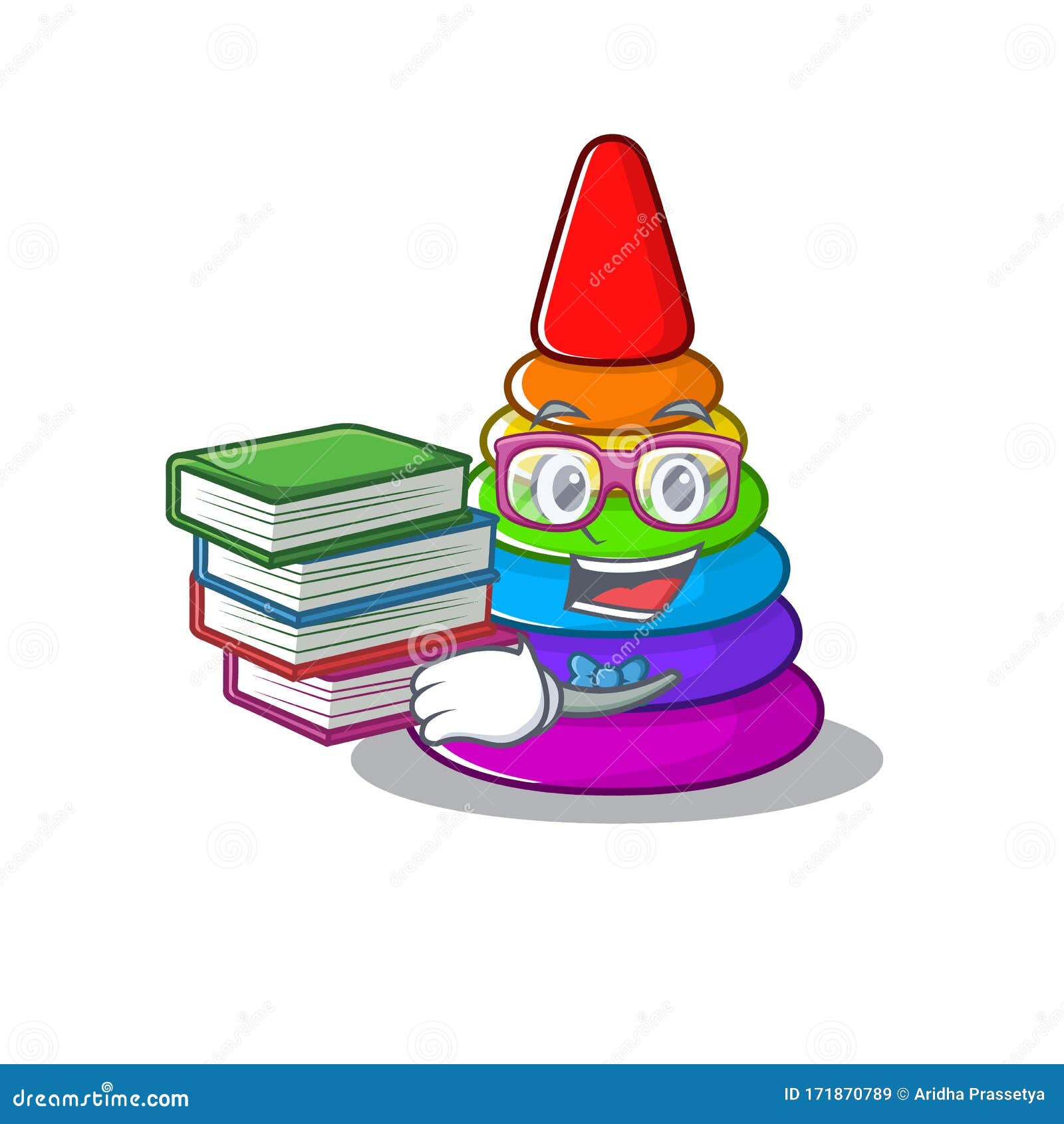 Mascot Cartoon of Toy Pyramid Studying with Book Stock Vector ...