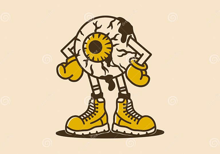 Mascot Character Illustration Of A Eye Ball In A Cocky Style Stock