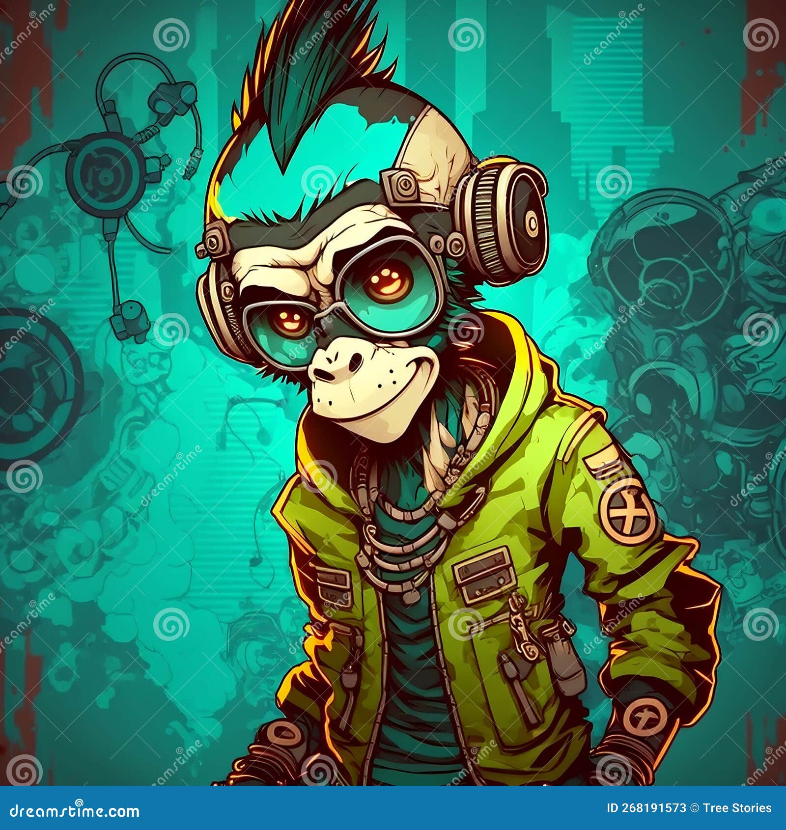 Cyber Monkey stock illustration. Illustration of comics - 268191573