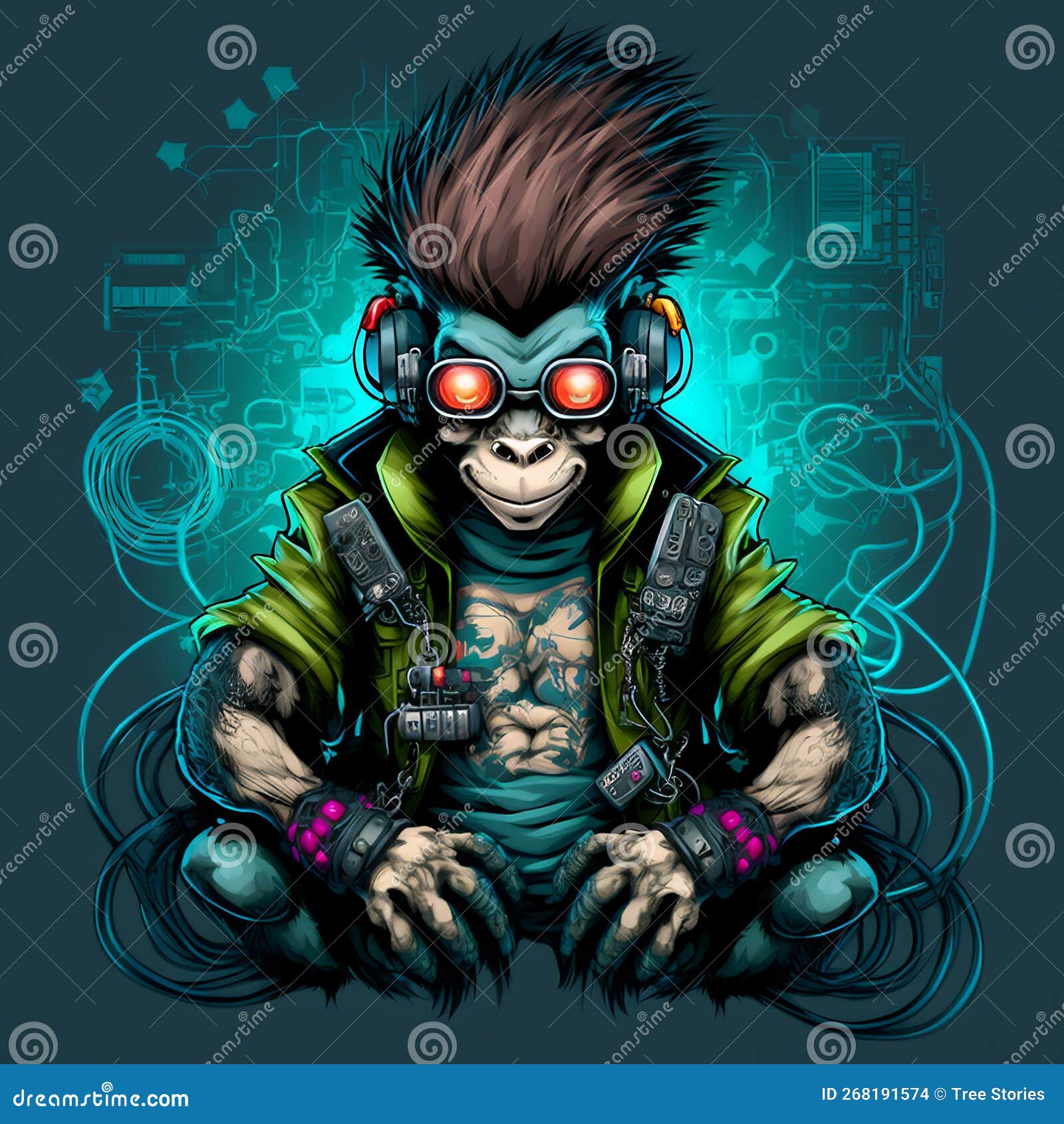 Cyber Monkey stock illustration. Illustration of clothing - 268191574