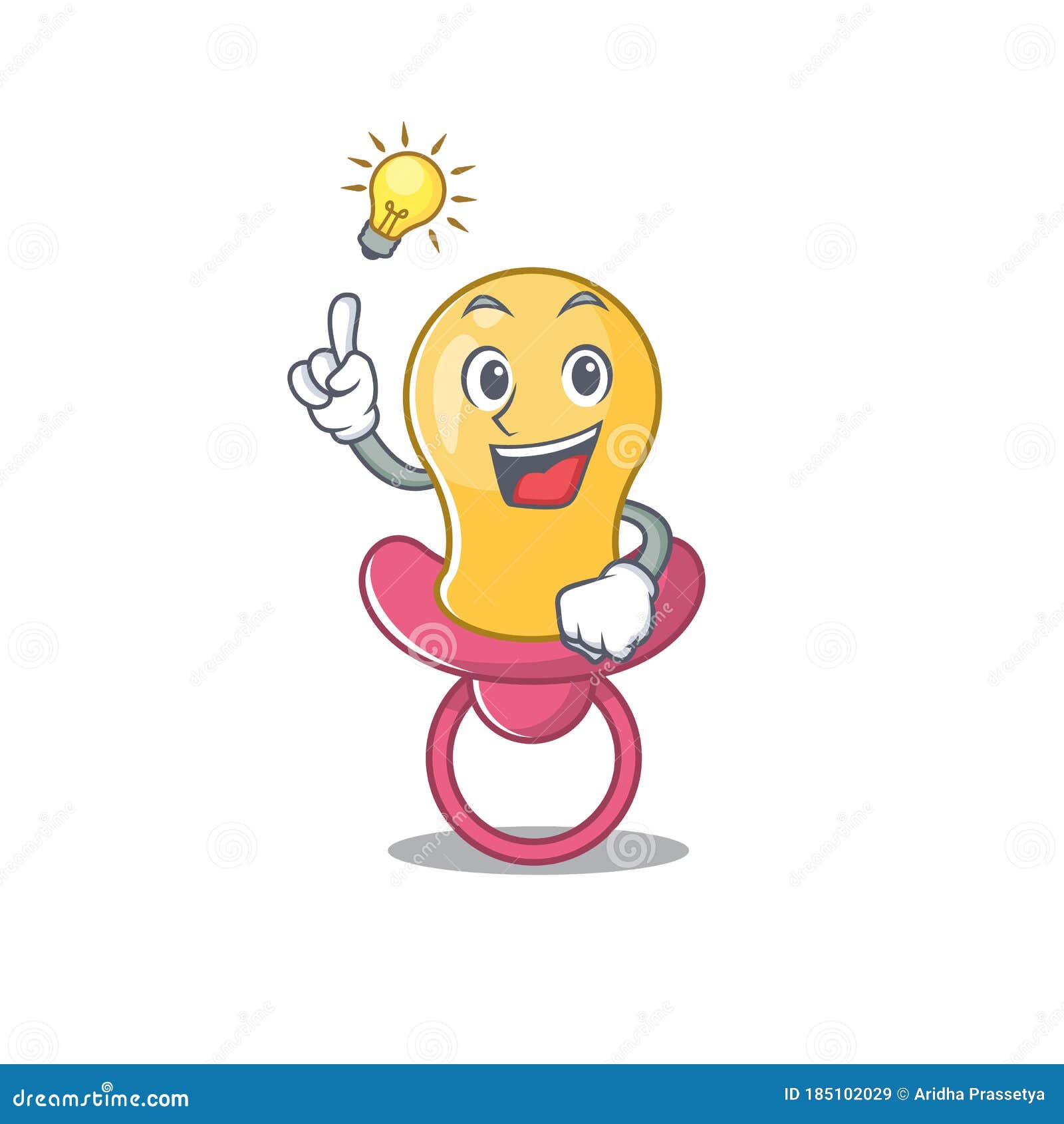 Mascot Character of Smart Baby Pacifier Has an Idea Gesture Stock ...