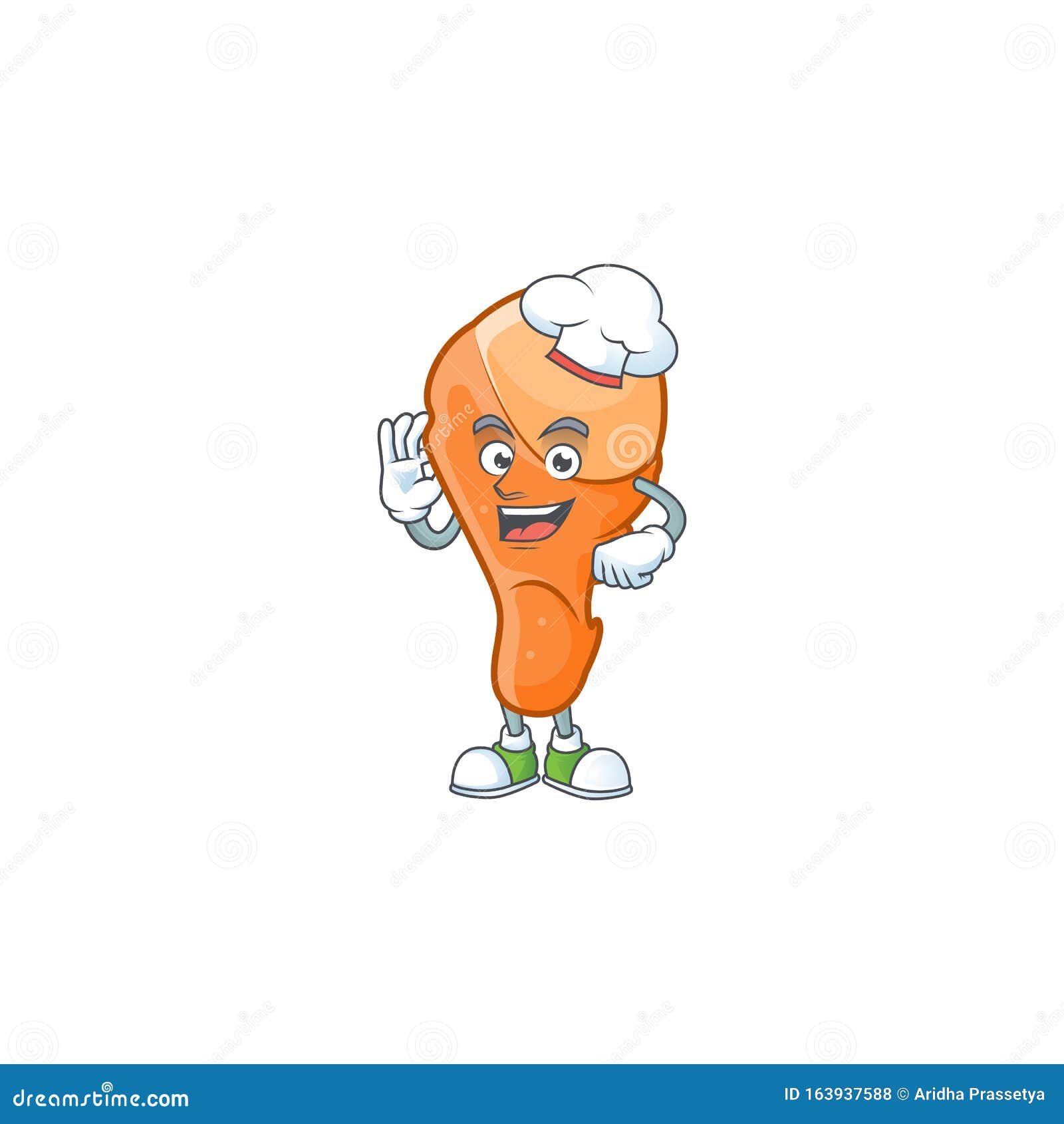 Mascot Chef In The Chicken Thigh Cartoon Vector Illustration ...