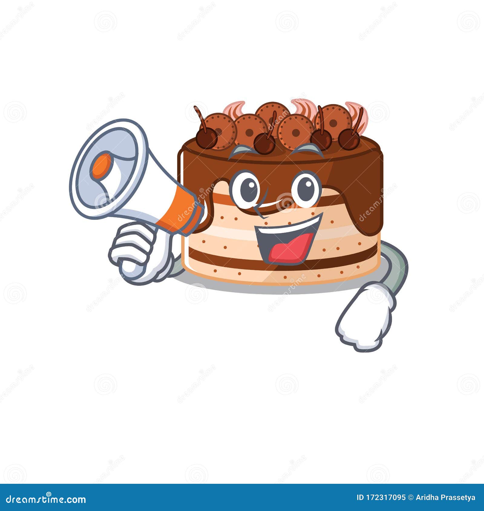 A Mascot of Chocolate Cake Speaking on a Megaphone Stock Vector ...
