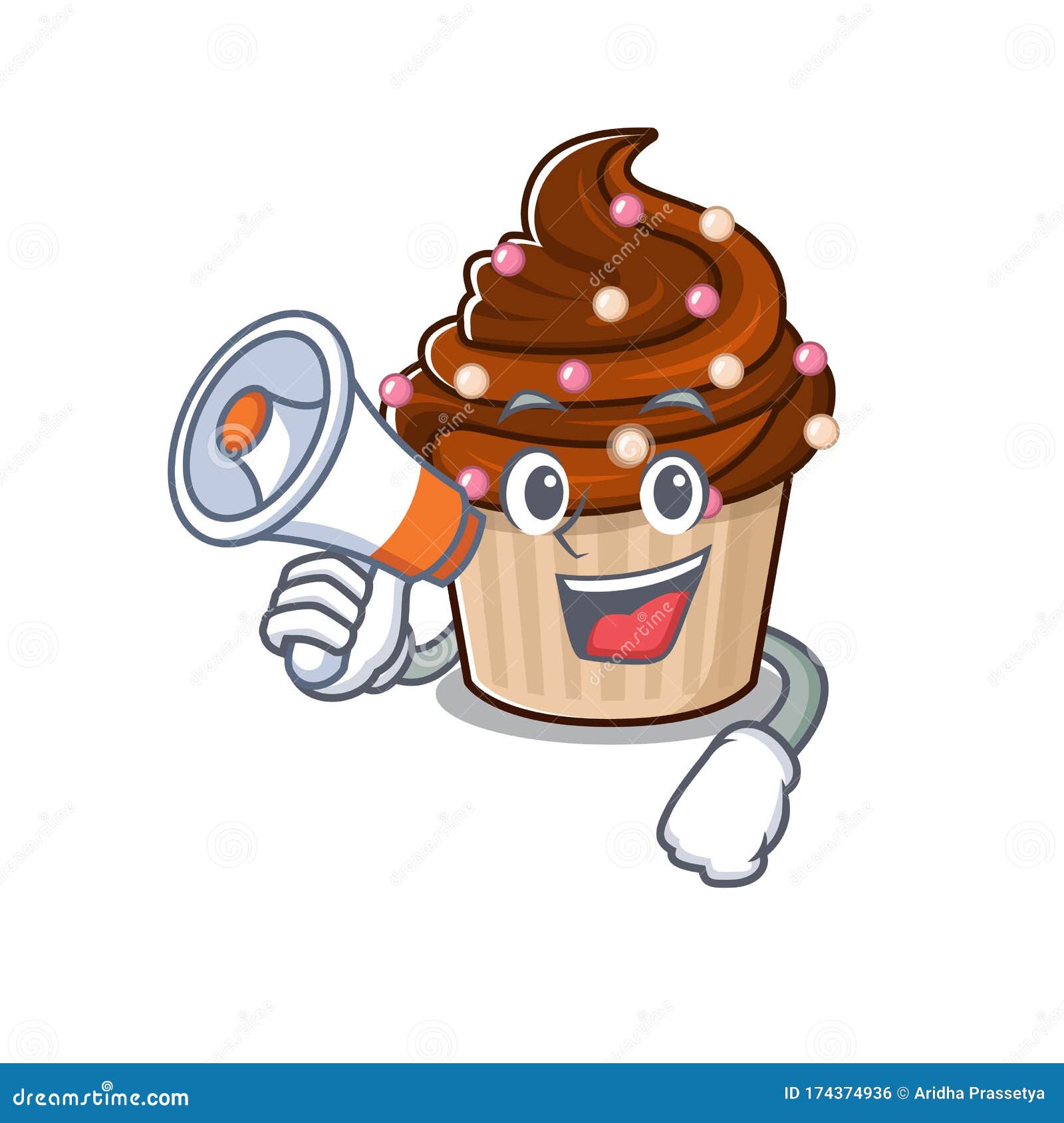 A Mascot of Chocolate Cupcake Speaking on a Megaphone Stock Vector ...