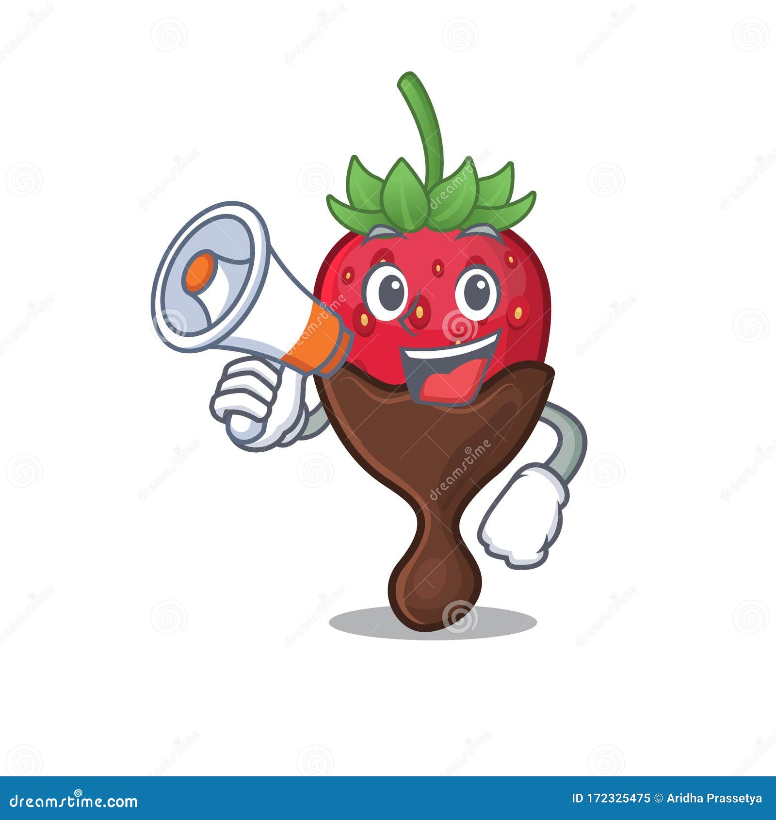 A Mascot of Chocolate Strawberry Speaking on a Megaphone Stock Vector ...