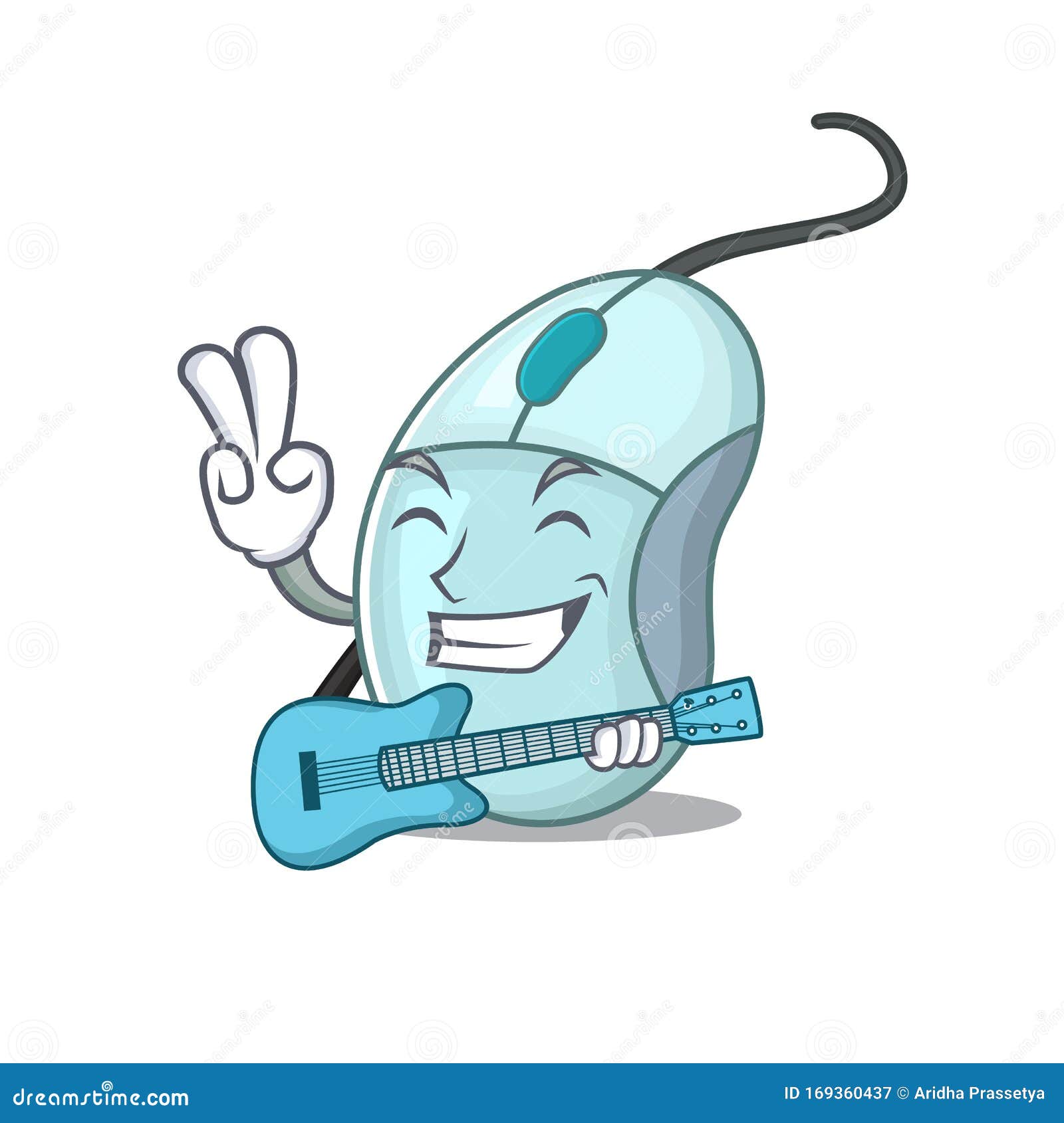 A Mascot of Computer Mouse Performance with Guitar Stock Vector ...